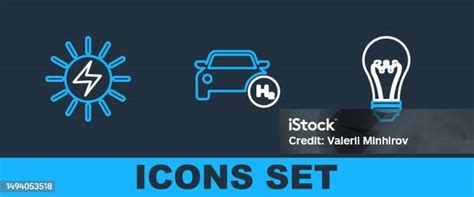 세트 라인 전구 태양 에너지 패널 및 수소 자동차 아이콘 벡터 0명에 대한 스톡 벡터 아트 및 기타 이미지 0명 개념