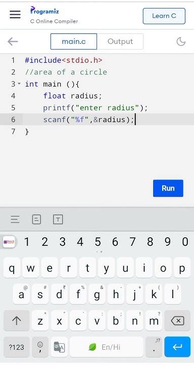 Program To Calculate Area Of A Circle In C Shorts Coding Clanguage Youtube