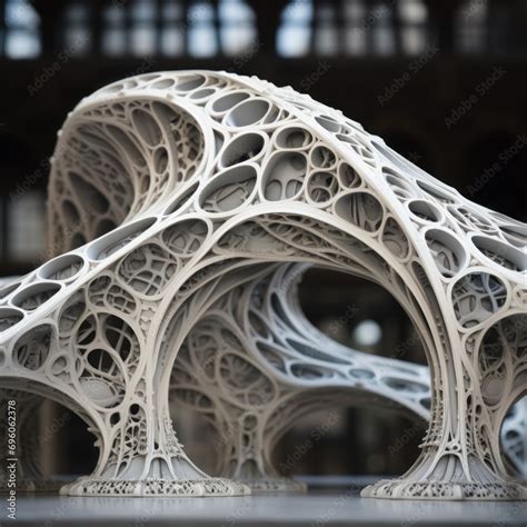 White 3d Printed Structures Made By Biorobots Innovative And Futuristic Illustration Stock