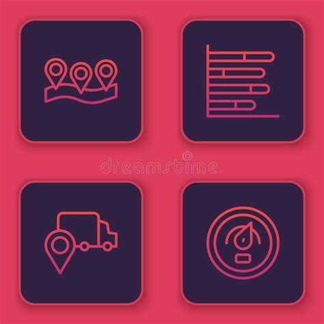 Set Line Location Delivery Tracking Pie Chart Infographic And Digital