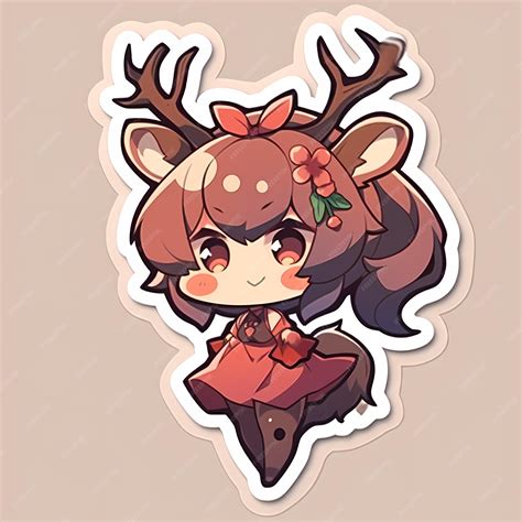 Premium Ai Image Adorable Kawaii Illustrated Chibi Anime Deer Girl
