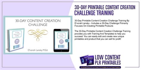 30 Day Printable Content Creation Challenge Training Content Creation Printables Challenges