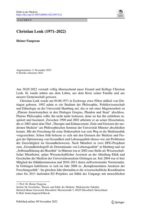 Pdf Christian Lenk 1971 2022