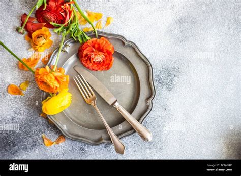 Rustic Table Setting Stock Photo Alamy