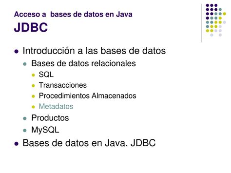 ppt acceso a bases de datos en java jdbc 3 0 powerpoint presentation