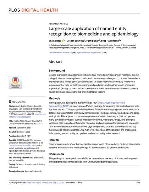 Pdf Large Scale Application Of Named Entity Recognition To Biomedicine And Epidemiology
