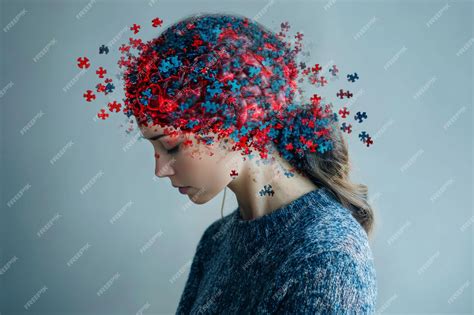 Interbrain Dynamic Brain Cell Womans Head Dissolving Into Pixels Symbolizing The Fragmentation