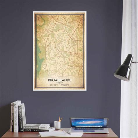 Vintage Broadlands Virginia Map Poster Modern Home Decor Wall Art
