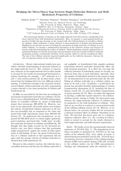 Pdf Bridging The Micro Macro Gap Between Single Molecular Behavior And Bulk Hydrolysis