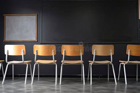 A Row Of Chairs In A Classroom With A Chalkboard And Whiteboard Behind Them Stock Illustration