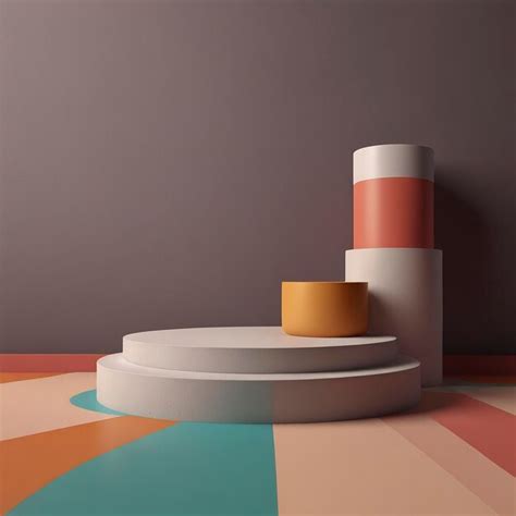다채로운 새로운 배경으로 제품 디스플레이를 위해 빈 디스플레 포디움의 사진 3d 렌더링 프리미엄 사진