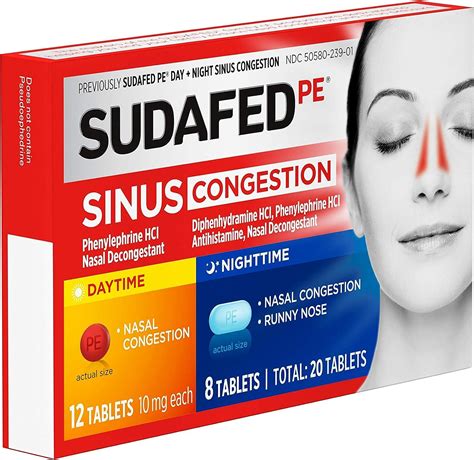 Sudafed Pe Day And Night Sinus Pressure And Congestion Tablets 20 Count Fast Relief For Sinus