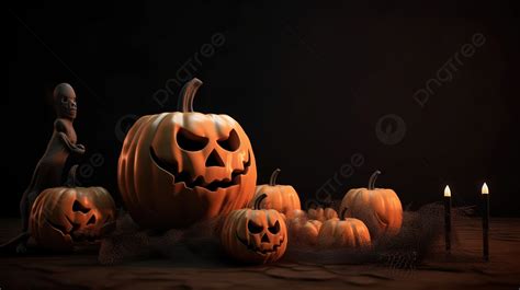 3d 할로윈 호박을 특징으로 하는 복사 공간이 있는 유령 배너 배경 호박 배경 할로윈 만화 할로윈 3d 배경 일러스트 및 사진 무료 다운로드 Pngtree