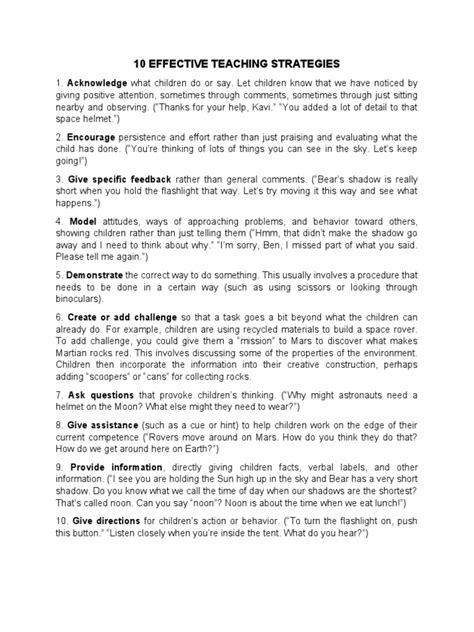 10 Effective Teaching Strategies Pdf Teachers Learning