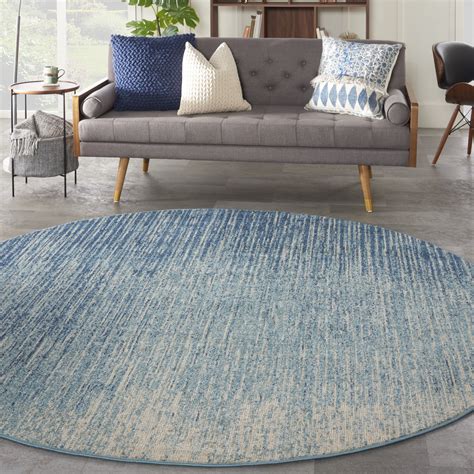 Nourison Passion Contemporary Navy Light Blue 8 X Round Area Rug 8