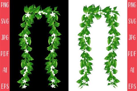 Maile Style Ti Leaf And Orchid Lei Hawai Graphic By Eyedropper