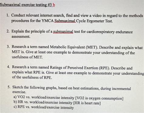 Solved Submaximal exercise testing b а Conduct Chegg
