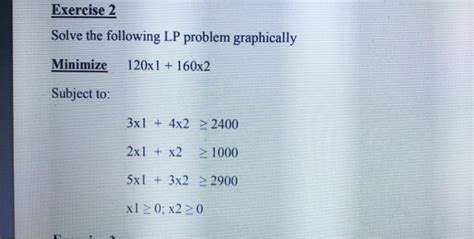 Solved Exercise Solve The Following LP Problem Graphically Chegg Com