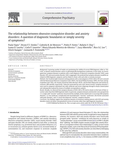 Pdf The Relationship Between Obsessive Compulsive Disorder And Anxiety Disorders A Question