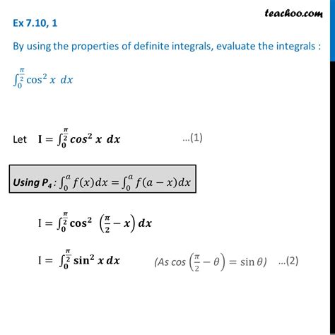 Ex 710 1 Using Properties Of Definite Integrals Chapter 7