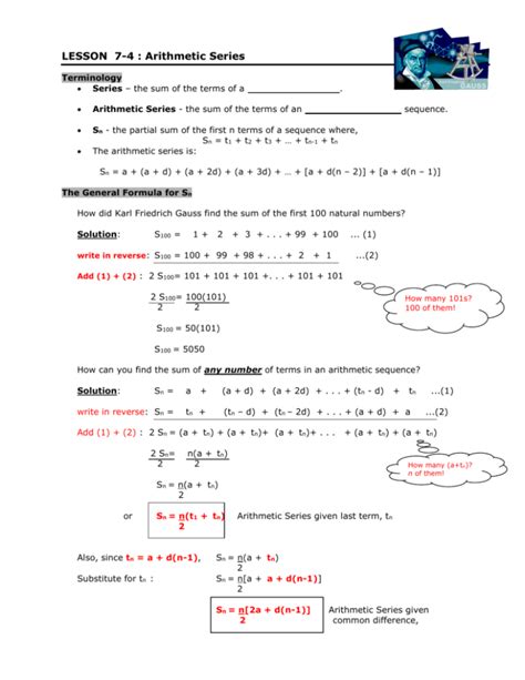 Arithmetic Series Formulas And Examples
