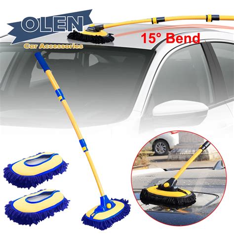 자동차 곡선 막대 청소 브러시 마이크로파이버 부드러운 머리카락 텔레스코픽 긴 손잡이 걸레 셔닐 빗자루 교체 가능한 브러시 먼지 떨이 커버 Aliexpress