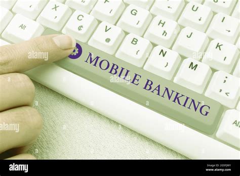 Text Sign Showing Mobile Banking Word Written On To Create Financial Transactions With The Use