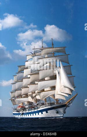 Tall Ship Royal Clipper Of Star Clippers Under Full Sail With Crew