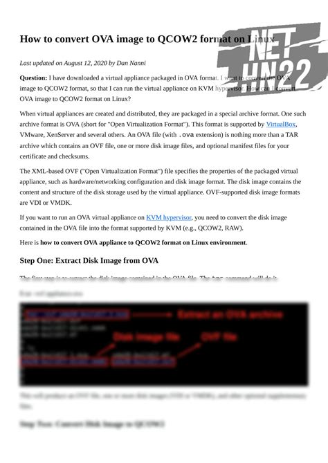 Solution 47 How To Convert Ova Image To Qcow2 Format On Linux Nethn22