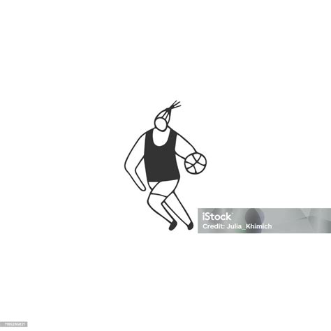 벡터 손으로 그린 아이콘 남성 농구 선수 프로 스포츠 활동적인 삶의 방식 건강관리와 의술에 대한 스톡 벡터 아트 및 기타 이미지 건강관리와 의술 건강한 생활방식 경기