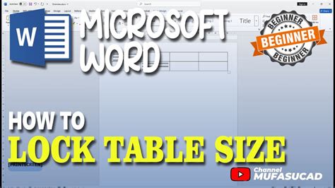 Microsoft Word How To Lock Table Size YouTube