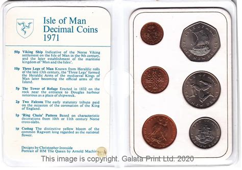 Isle Of Man First Decimal Coin Set 1971 6 Coins