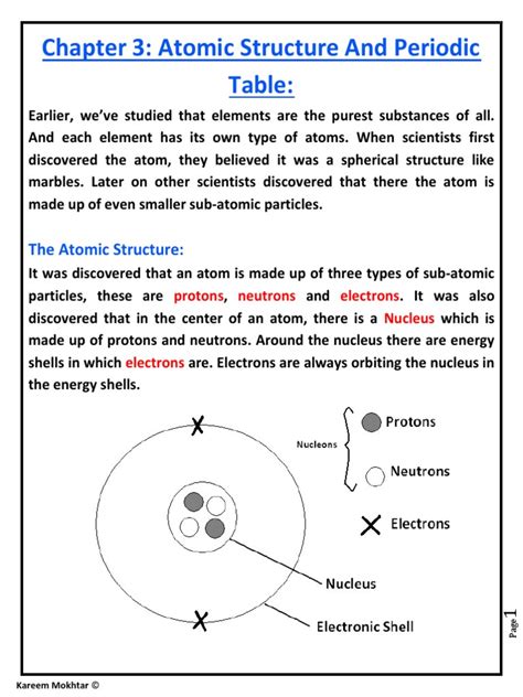 Chapter 3 Atomic Structure And Periodic Table Pdf Atoms Atomic