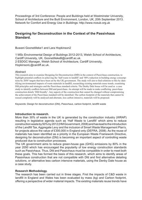 Pdf Designing For Deconstruction In The Context Of The Dokumentips