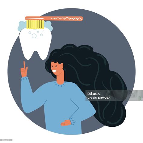 소녀는 매일 치아를 닦는 것이 중요하다는 것을 보여줍니다 플랫 일러스트레이션 치과 치료 개념 개념과 주제에 대한 스톡 벡터 아트 및 기타 이미지 Istock