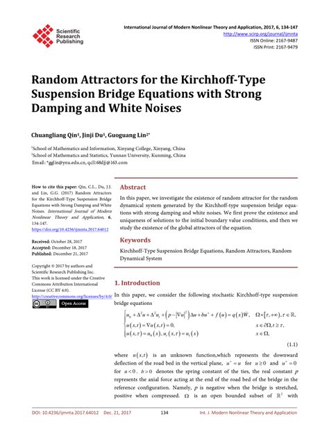 Pdf Random Attractors For The Kirchhoff Type Suspension Bridge Equations With Strong Damping