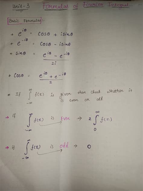 Formulas Of Fourier Integral Pdf