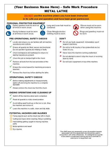 Lathe Machine Safety Operating Procedure Pdf Personal Protective Equipment Industrial