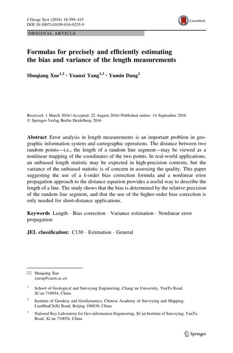 Pdf Formulas For Precisely And Efficiently Estimating The Bias And