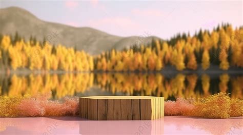 3d 렌더링 무성한 분홍색 나무 숲과 나무 주각에 있는 햇볕이 잘 드는 노란색 풀이 있는 멋진 호수 전망 호수 전망 배경 여름 풍경 배경 풀이 배경 이미지 Hd 호수