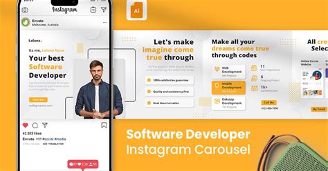 Software Developer Instagram Carousel Social Media Ft Programming