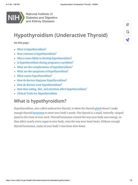 Hypothyroidism Underactive Thyroid Niddk Pdf Hypothyroidism Thyroid Disease