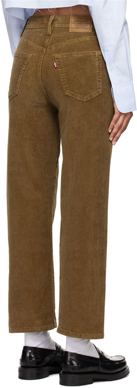 Levis Brown Ribcage Straight Ankle Jeans Levis Red