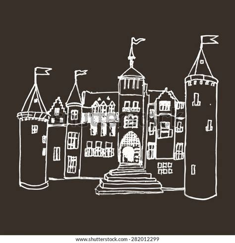 Hand Paint Castle Isolated On Dark Stock Vector Royalty Free