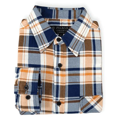 Pilbara Collection Mens Open Front Long Sleeve Flannelette Shirt Hannas