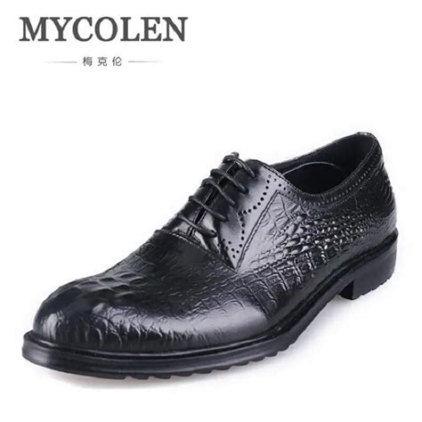 Mycolen Luxury Crocodile Pattern Genuine Leather Men Shoes Business Casual Dress Shoes Round Toe