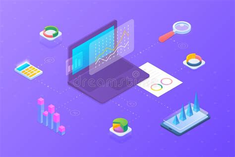 Analyse Statistics Big Data Charts Diagrams Isometric Flat Vector