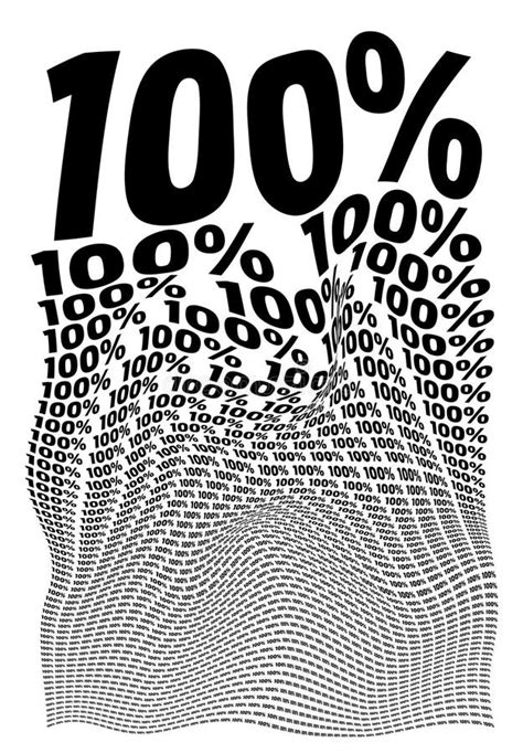 Black And White Distorted Background Composed Of 100 Percent Decreasing Words Optical Illusion