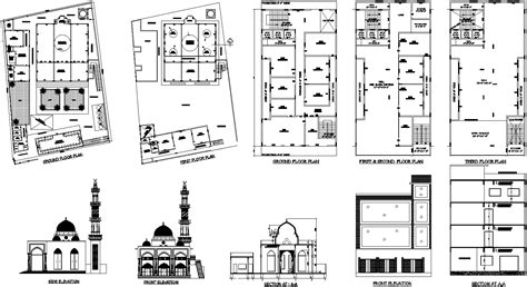 Dwg File Of Mosque Architecture With Elevation View