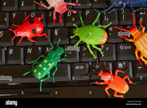 Computer Bugs On Keyboard Concept Of Computer Bug Computer Virus